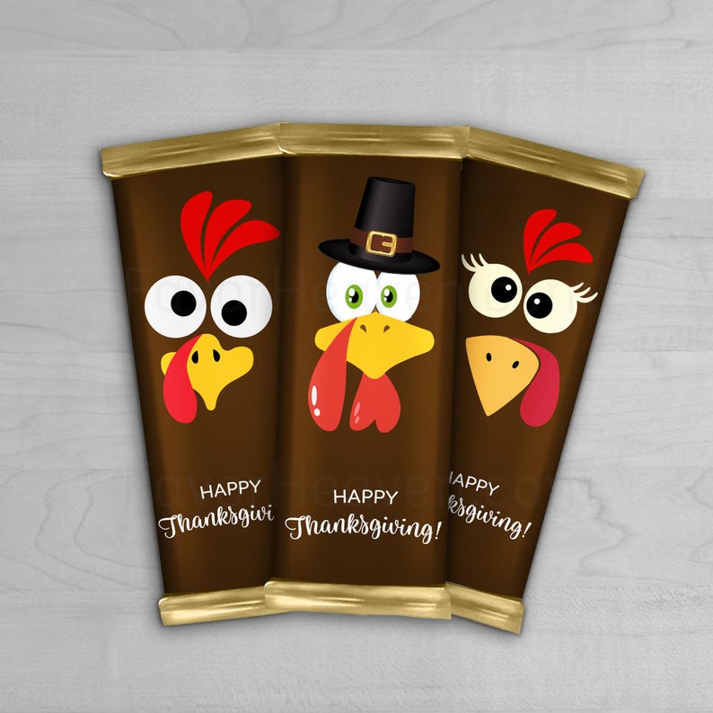 5 Designs DIGITAL DOWNLOAD Printable Happy Thanksgiving Candy Bar ...