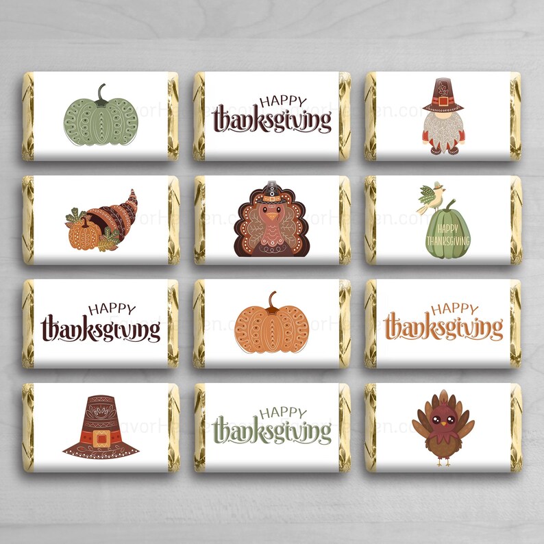 30 Digital Download Thanksgiving Miniature Candy Bar Wrappers | Dinner ...