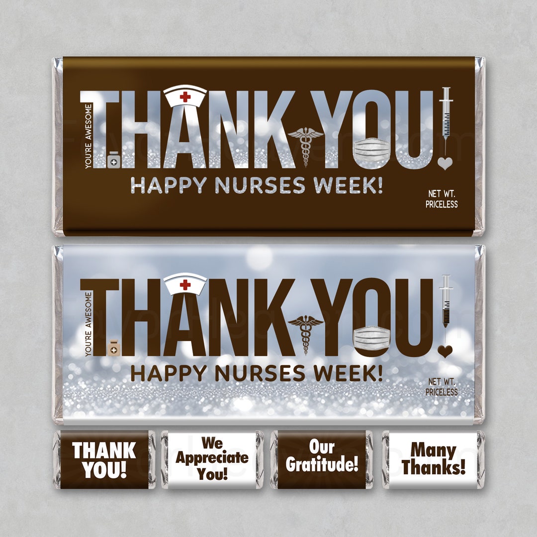 NURSE THANK YOU Digital Download Printable Appreciation Chocolate Candy ...
