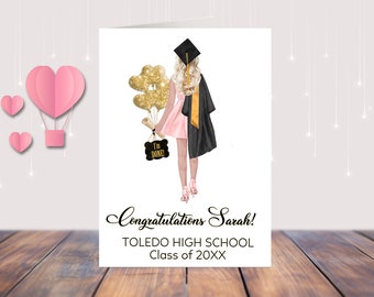 PRINTED Graduation 2024 Custom Portrait Card Personalized Graduation ...