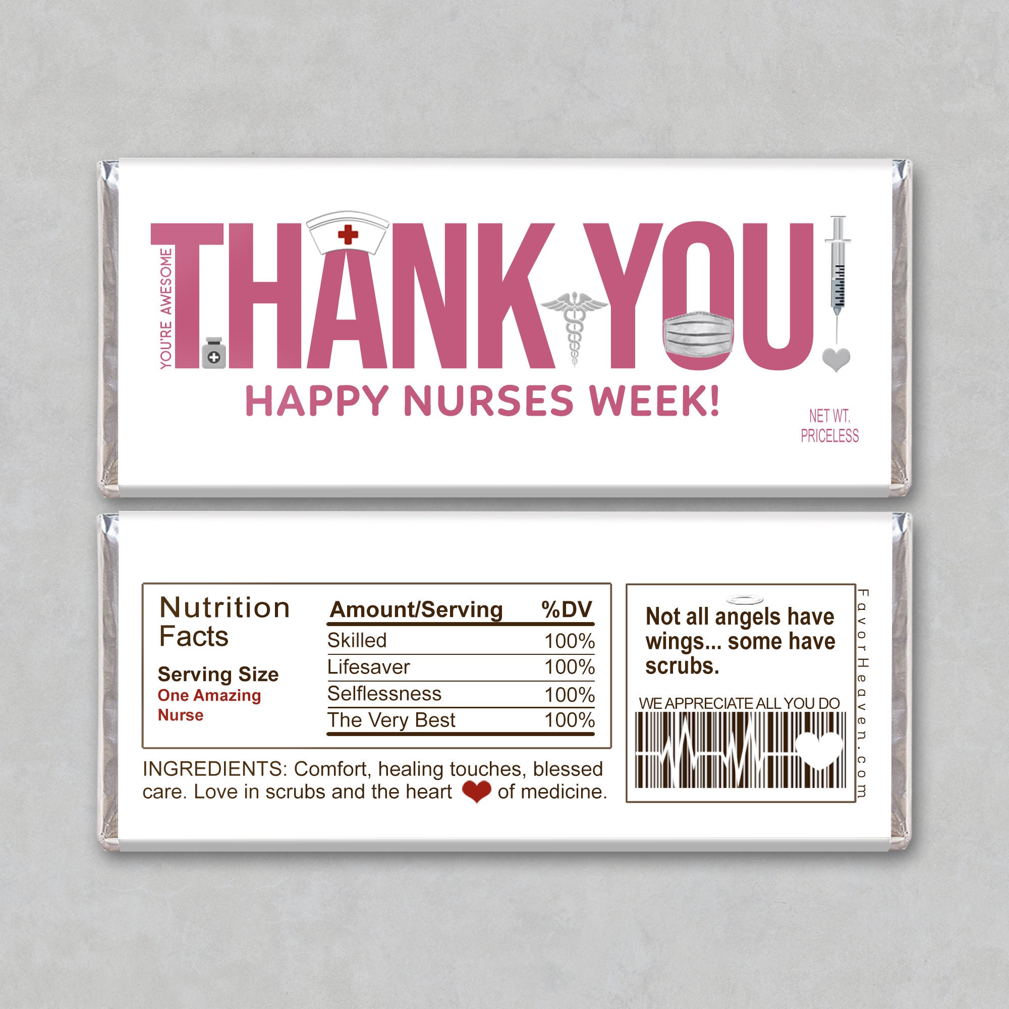 Happy Nurse Appreciation Week Thank You Digital Download Candy Bar ...