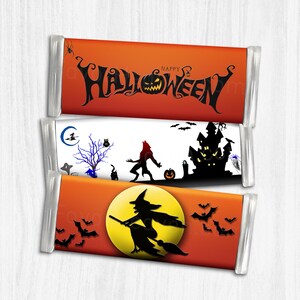 6 Digital Download Printable Halloween Chocolate Candy Bar Wrappers ...
