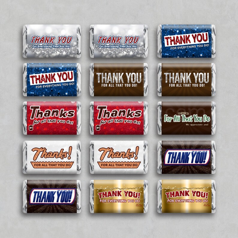 EMPLOYEE APPRECIATION THANK You Instant Download Printable Chocolate ...