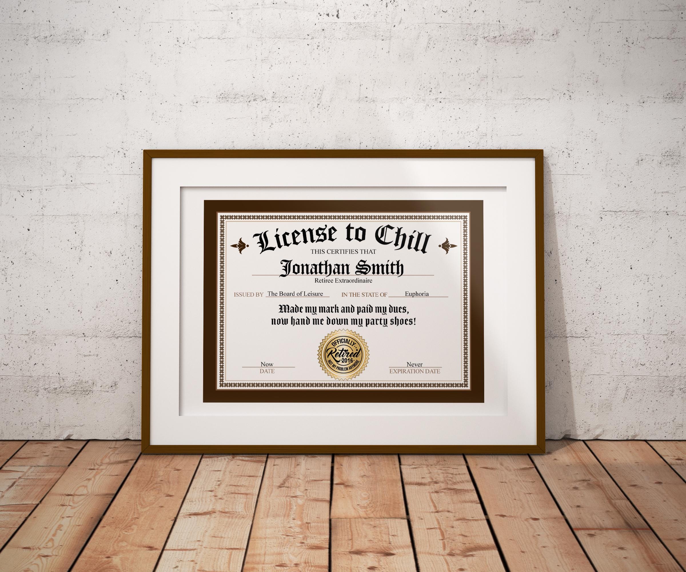 License to Chill Retirement PRINTABLE | DIGITAL FILE | Personalized ...