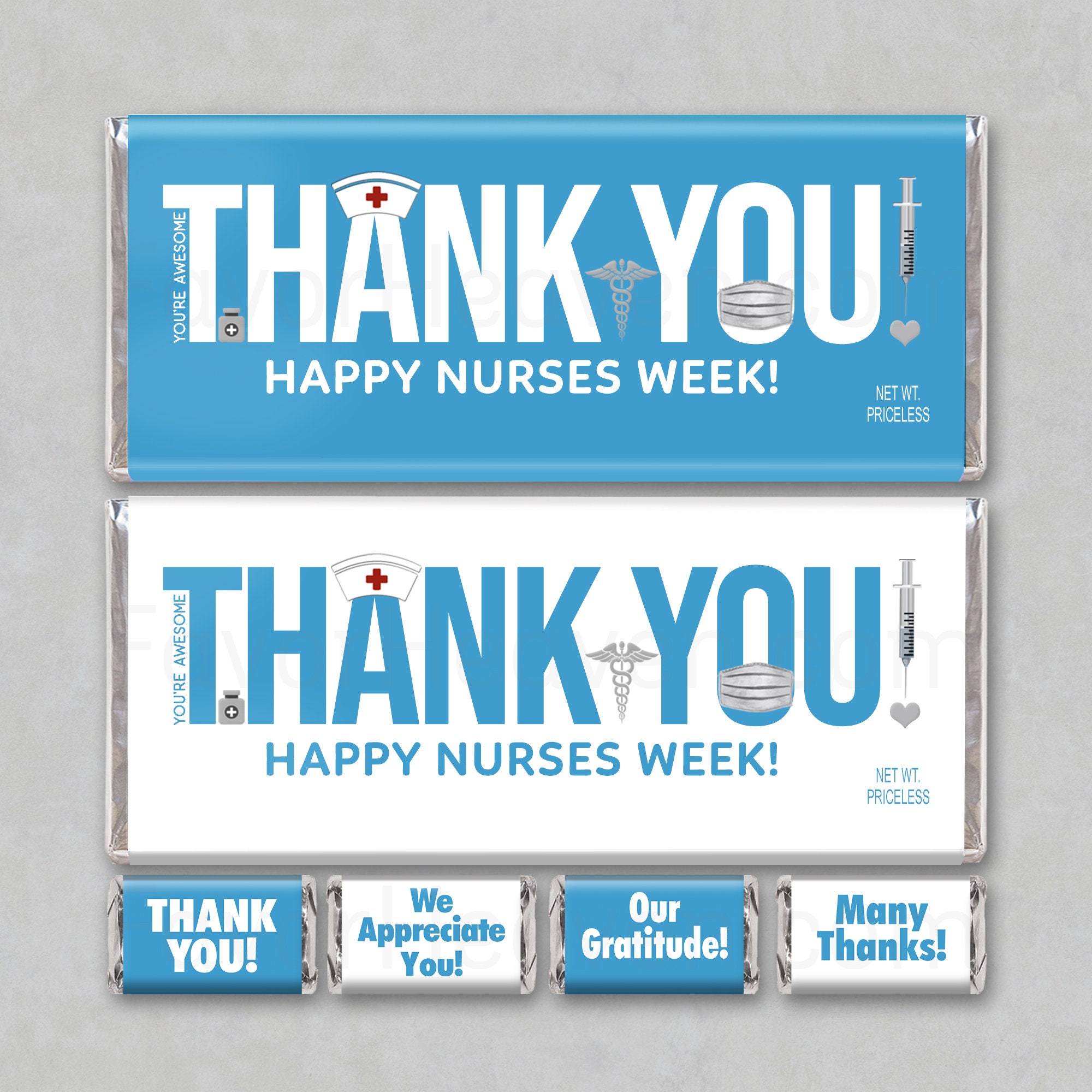 NURSE THANK YOU Digital Download Printable Appreciation Chocolate Candy ...
