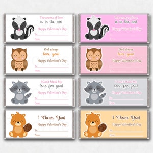 22 DIGITAL DOWNLOAD Printable Kids VALENTINE'S Day Chocolate Candy Bar ...