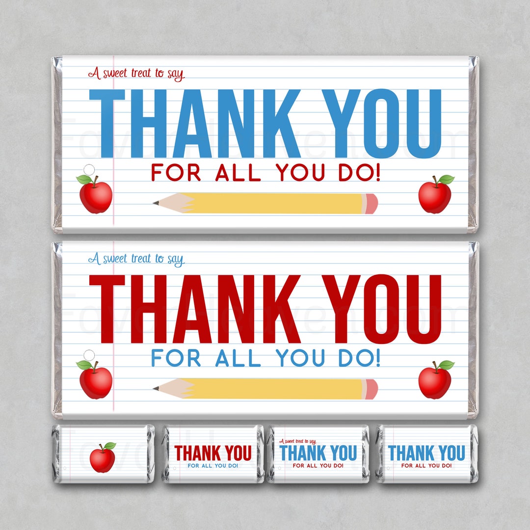 TEACHER APPRECIATION Chocolate Bar Wrapper Printable Instant Digital ...