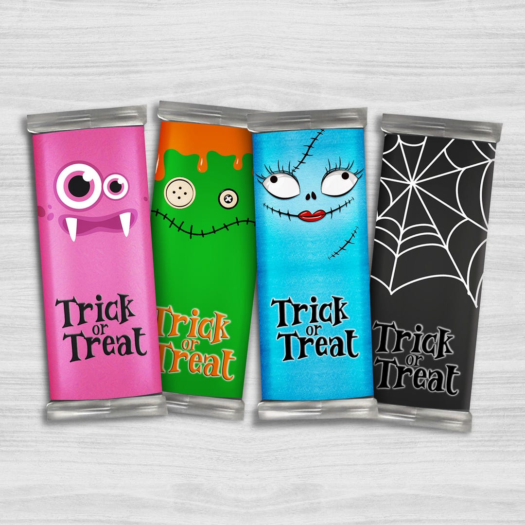 4 Digital Download Printable Halloween Chocolate Candy Bar Wrappers ...