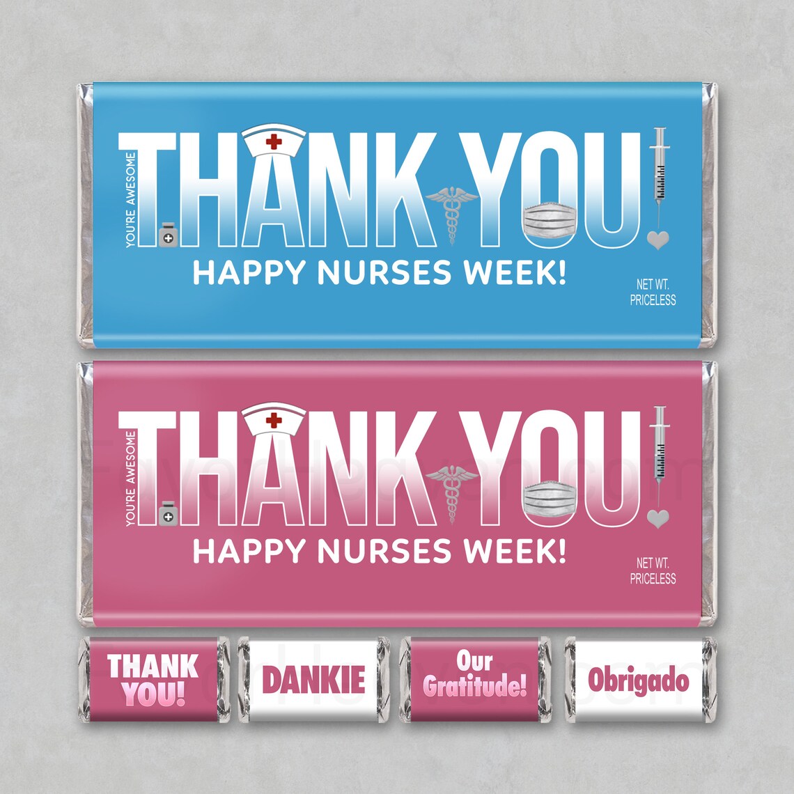 NURSE THANK YOU Digital Download Printable Appreciation Chocolate Candy ...
