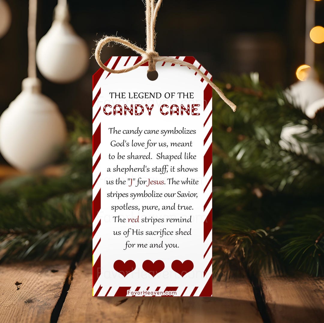 Legend of the Candy Cane Printable Tag, Candy Cane Poem Christmas Tags ...