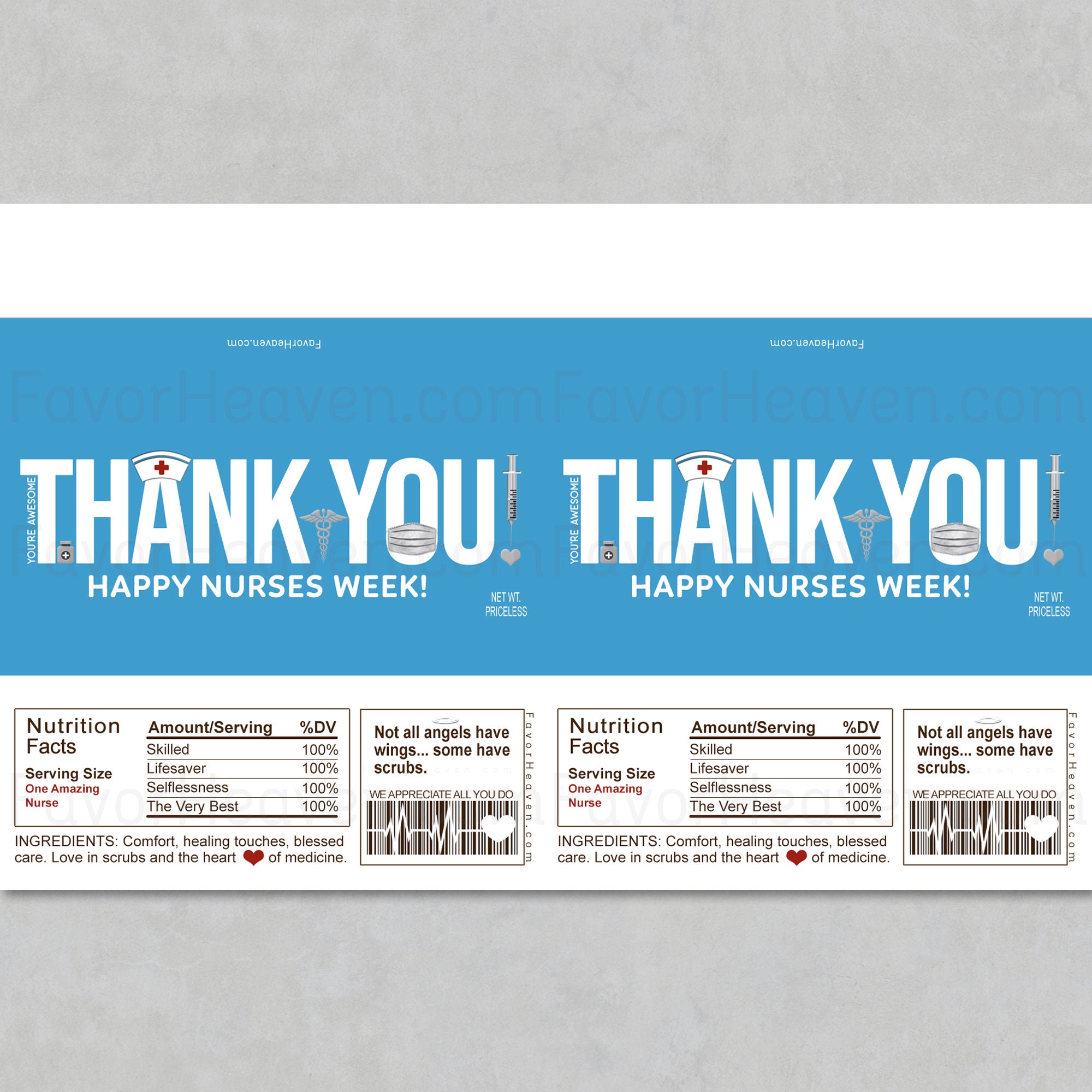 NURSE THANK YOU Digital Download Printable Appreciation Chocolate Candy ...