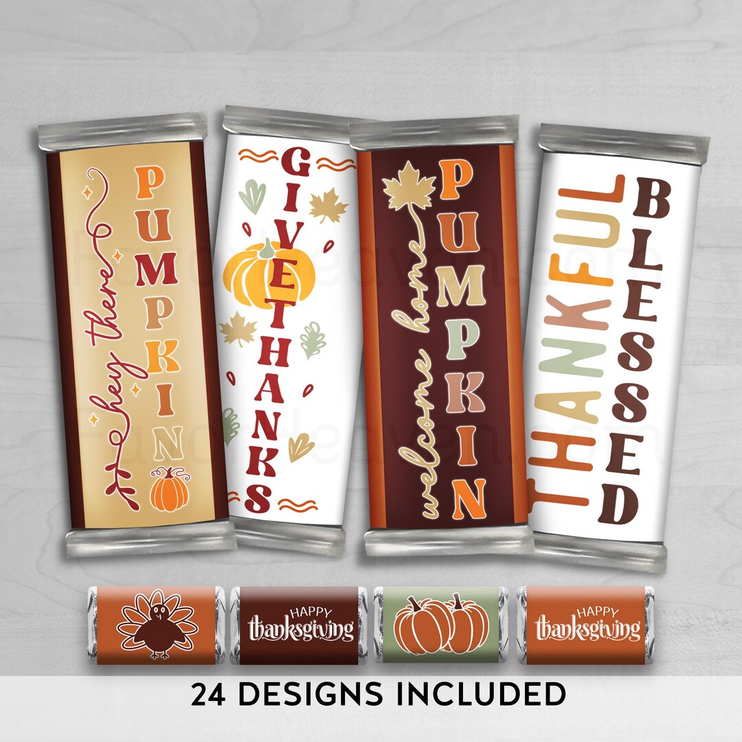 24 Designs DIGITAL DOWNLOAD Printable Happy Thanksgiving Candy Bar ...