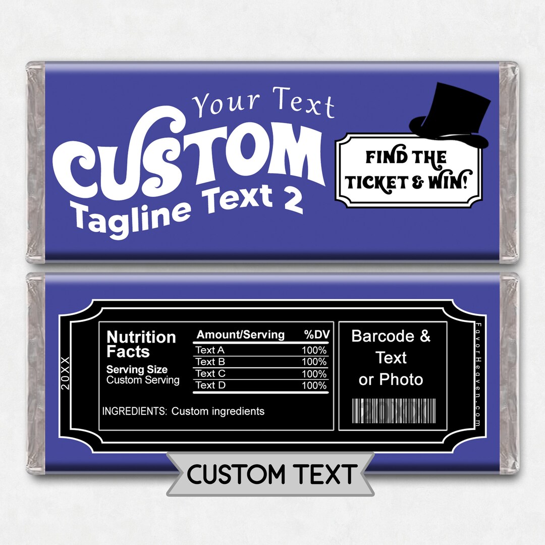 Golden Ticket CUSTOM PERSONALIZED DIGITAL Printable Candy Bar - Etsy