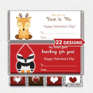 22 DIGITAL DOWNLOAD Printable Kids VALENTINE'S Day Chocolate Candy Bar ...
