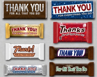 30 APPRECIATION THANK You Instant Download Printable Chocolate Candy ...