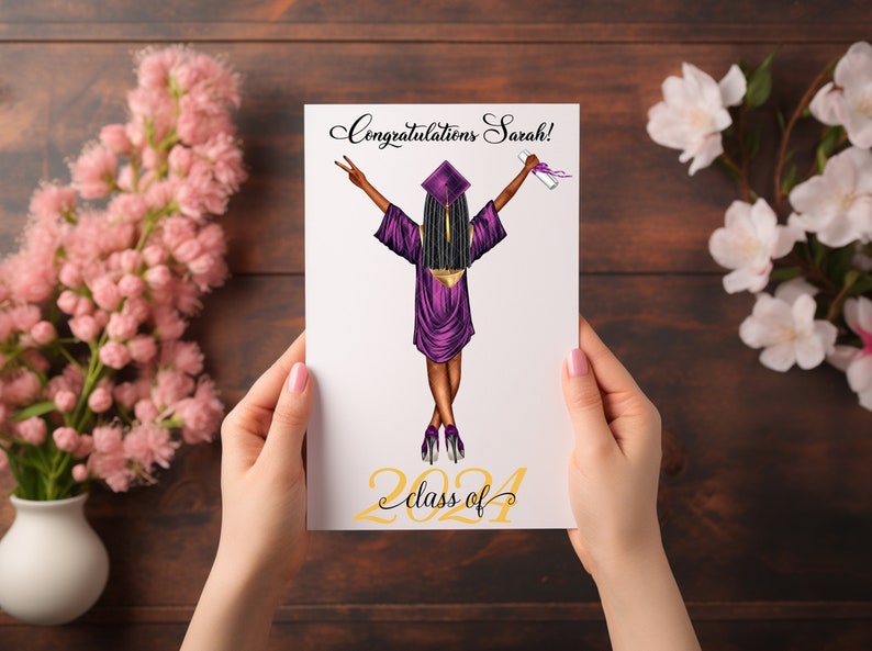PRINTED Graduation 2024 Custom Portrait Card Personalized Graduation ...