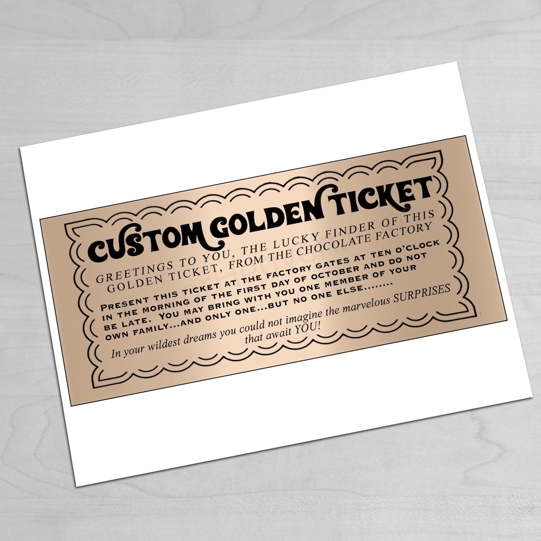 CUSTOM PERSONALIZED DIGITAL Printable Willy Wonka Golden Ticket for ...