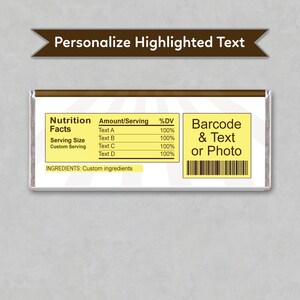 CUSTOM PERSONALIZED PRINTED Candy Bar Wrappers Your Text Your Photo ...