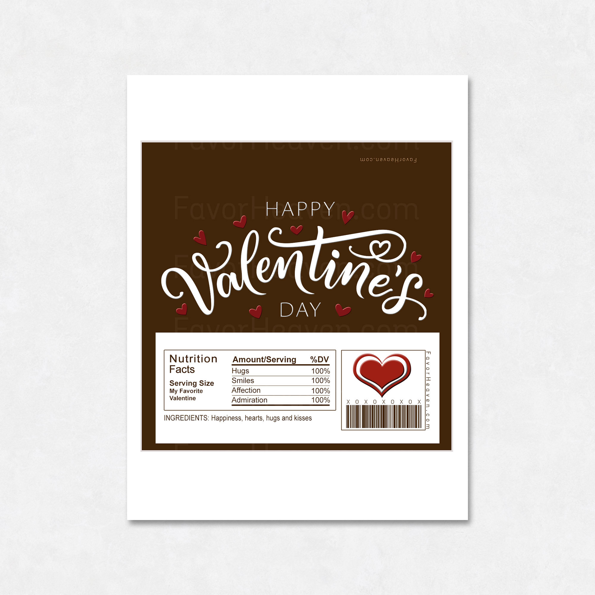 DIGITAL DOWNLOAD Printable Happy VALENTINE'S Day Chocolate Candy Bar ...