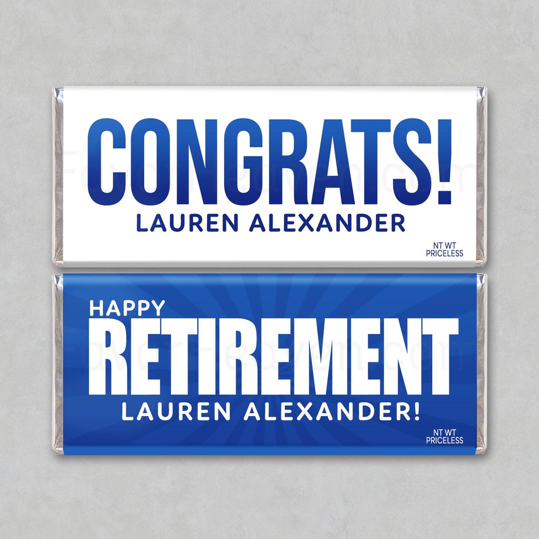 HAPPY RETIREMENT or CONGRATS! | Personalized Custom Printed Chocolate ...