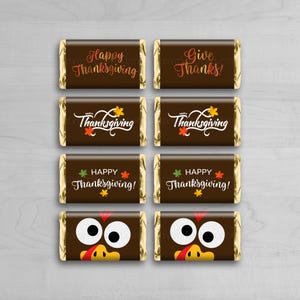5 Designs DIGITAL DOWNLOAD Printable Happy Thanksgiving Candy Bar ...