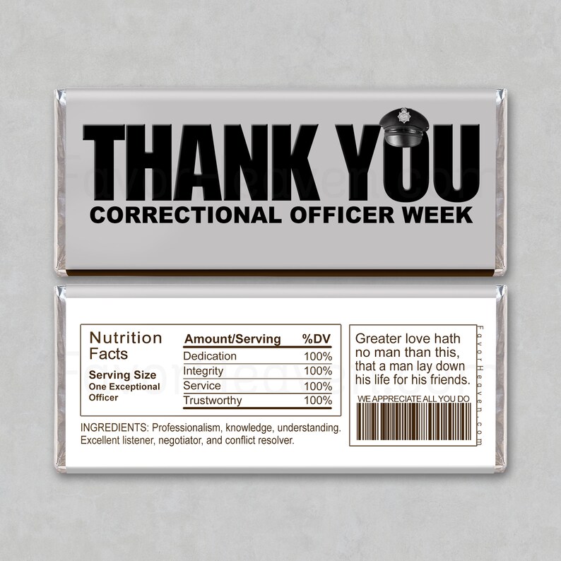Grey CORRECTIONAL OFFICER THANK You Digital Download Printable ...