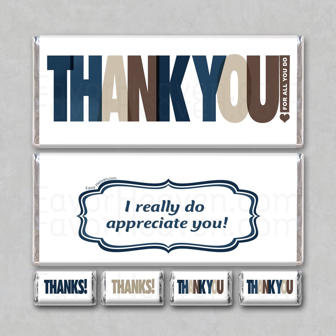 APPRECIATION THANK You Instant Download Printable Chocolate Candy Bar ...