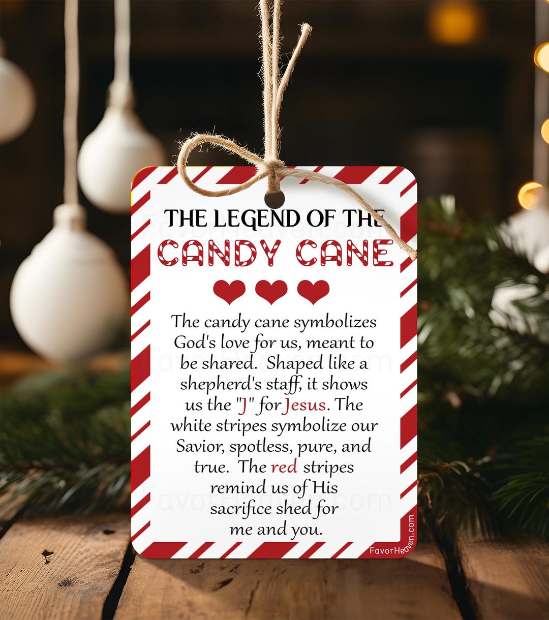 Legend of the Candy Cane Printable Tag, Candy Cane Poem Christmas Tags ...