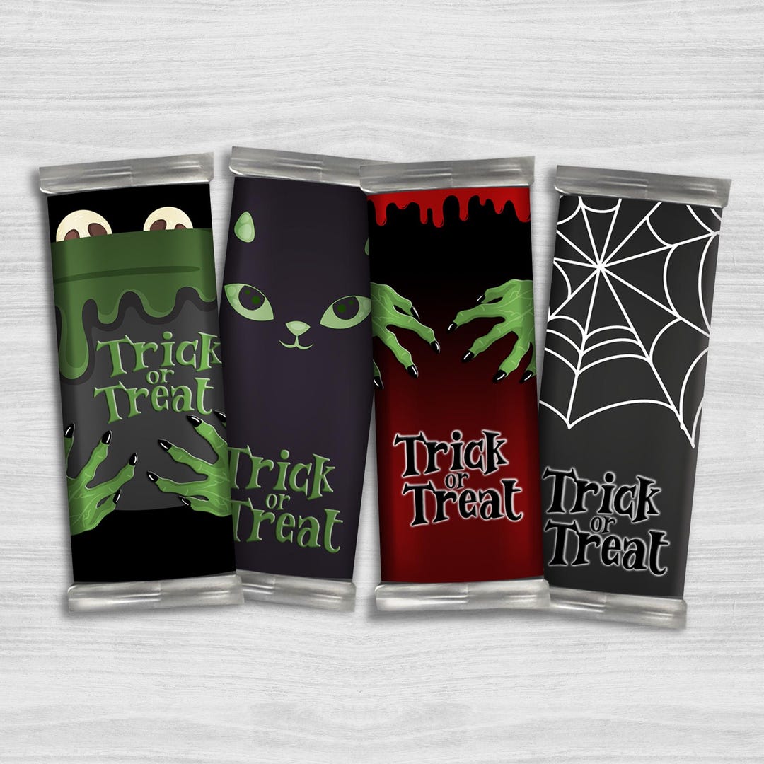 4 Digital Download Printable Halloween Chocolate Candy Bar Wrappers ...
