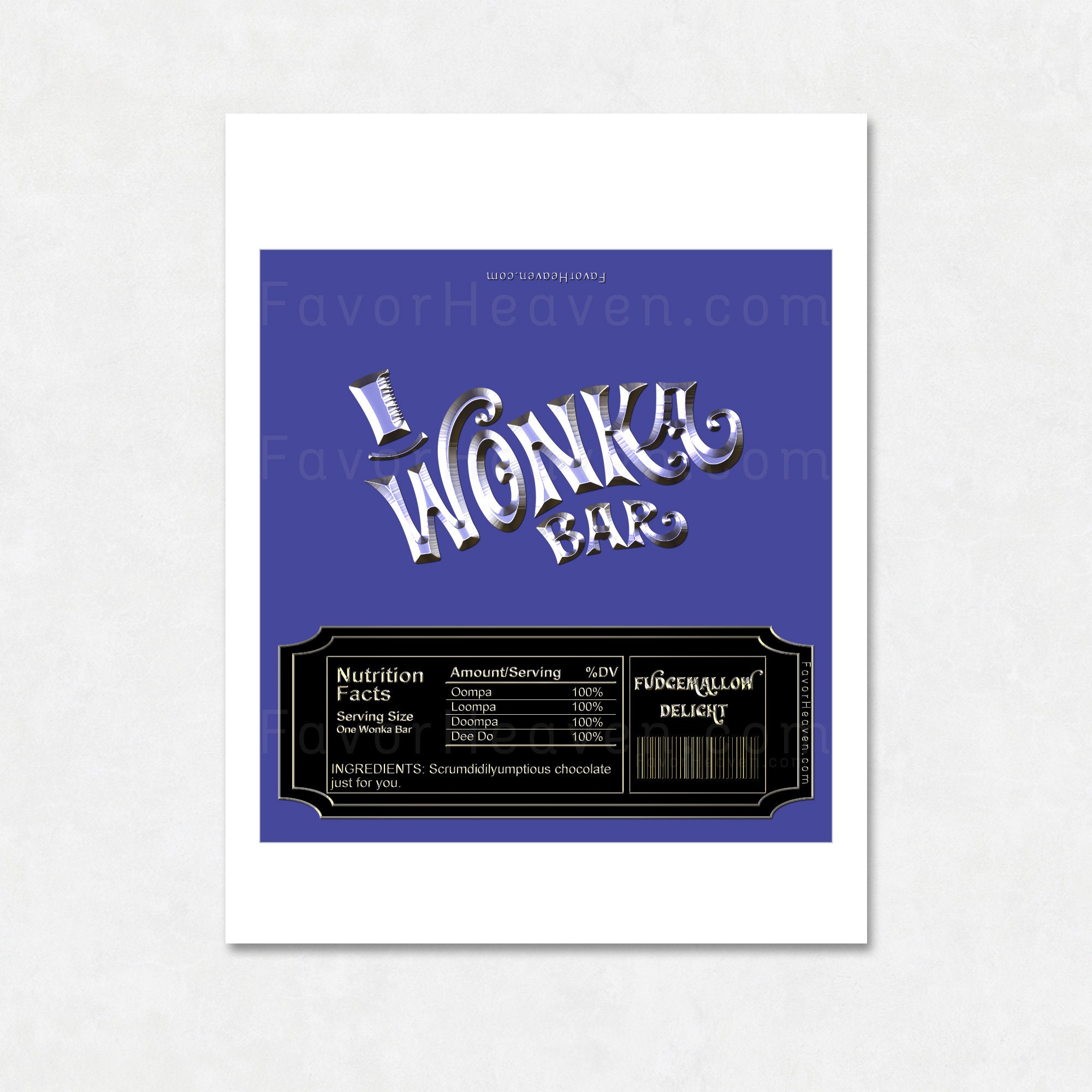 DIGITAL DOWNLOAD Printable Willy Wonka Candy Bar Wrappers Gift ...