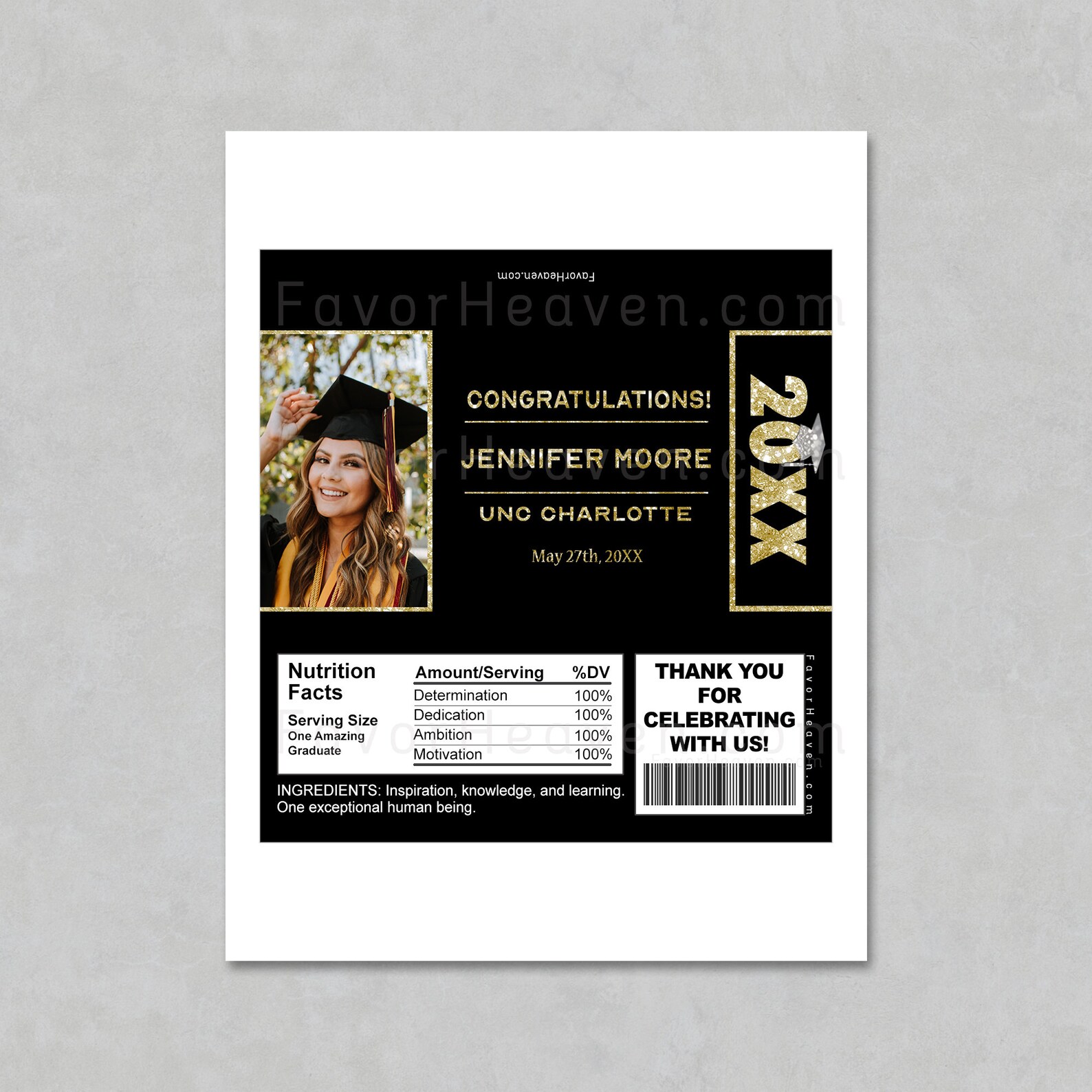 24 CUSTOM PERSONALIZED PRINTED Candy Bar Wrappers Your Text Your Photo ...