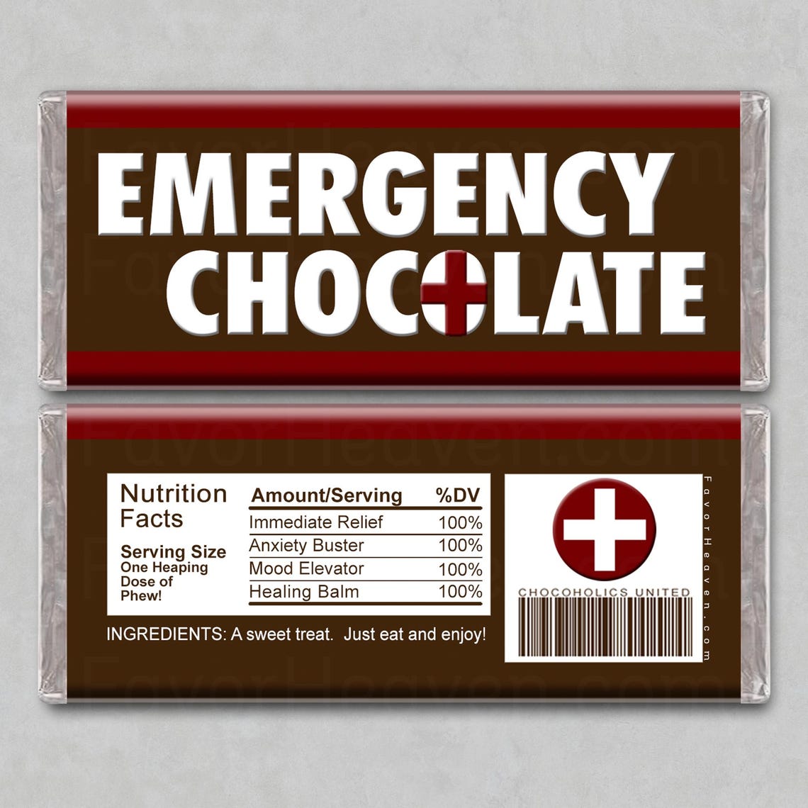 EMERGENCY CHOCOLATE Instant Download Printable Chocolate Candy Bar ...