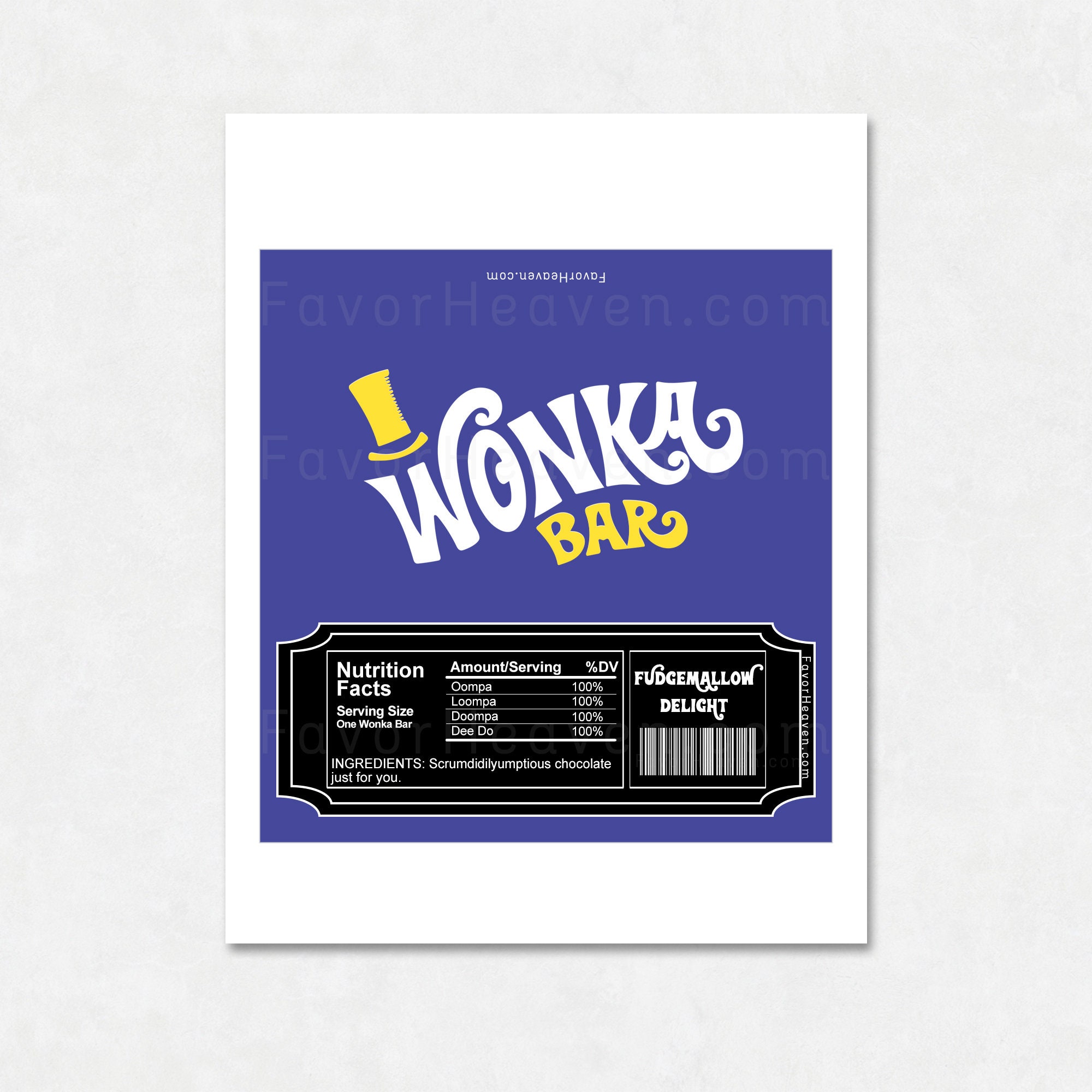 DIGITAL DOWNLOAD Printable Willy Wonka Candy Bar Wrappers Gift ...