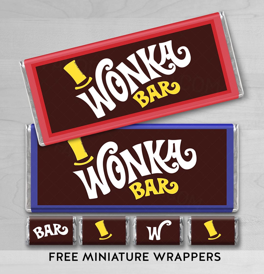 Instant Download Printable Willy Wonka Chocolate Candy Bar Wrappers ...