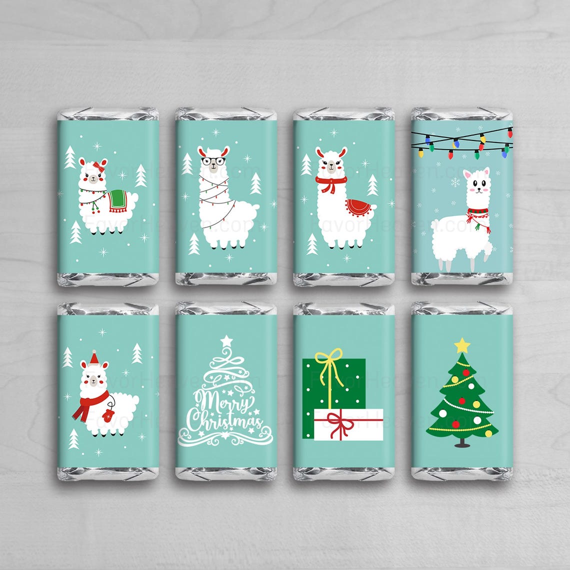 15 Digital Download Christmas Llama Llamas Alpaca Miniature Wrappers ...