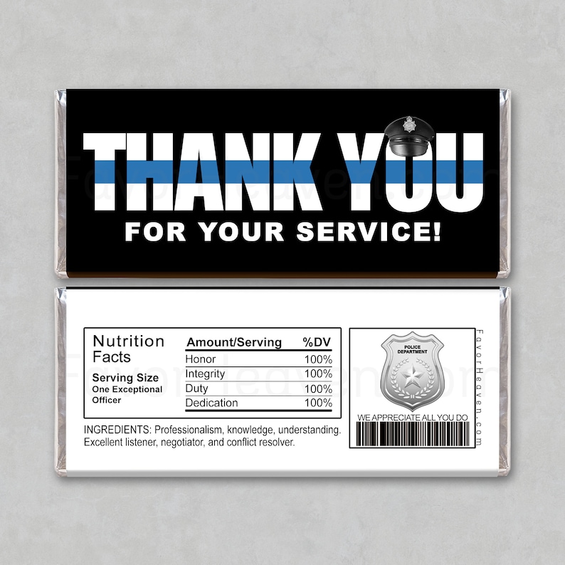 POLICE OFFICER THANK You Thin Blue Line Digital Download Printable ...