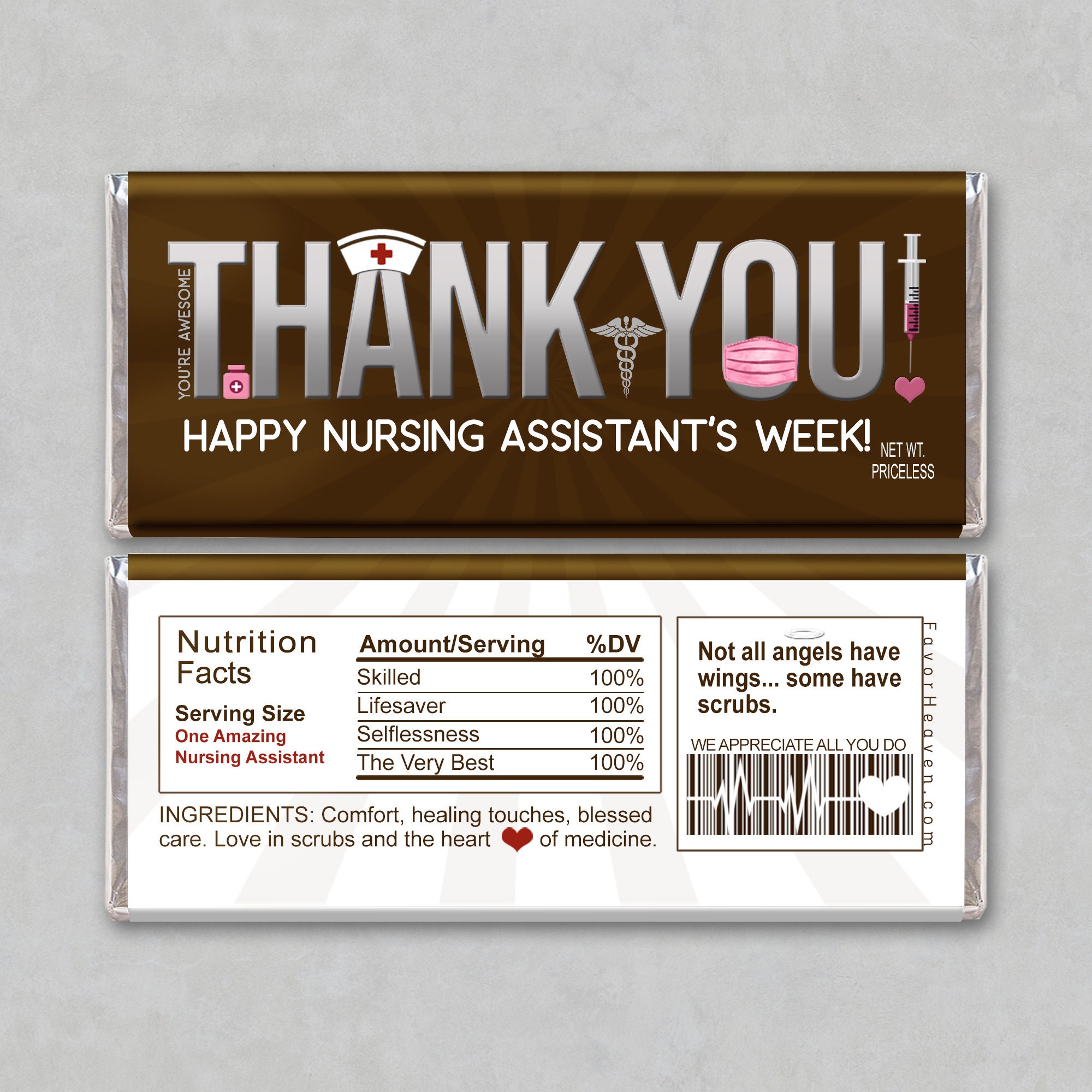 HNA Nursing Assistant Appreciation Bar Digital Download Candy Bar ...