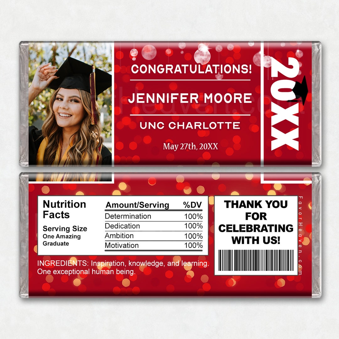 24 CUSTOM PERSONALIZED PRINTED Candy Bar Wrappers Your Text Your Photo ...