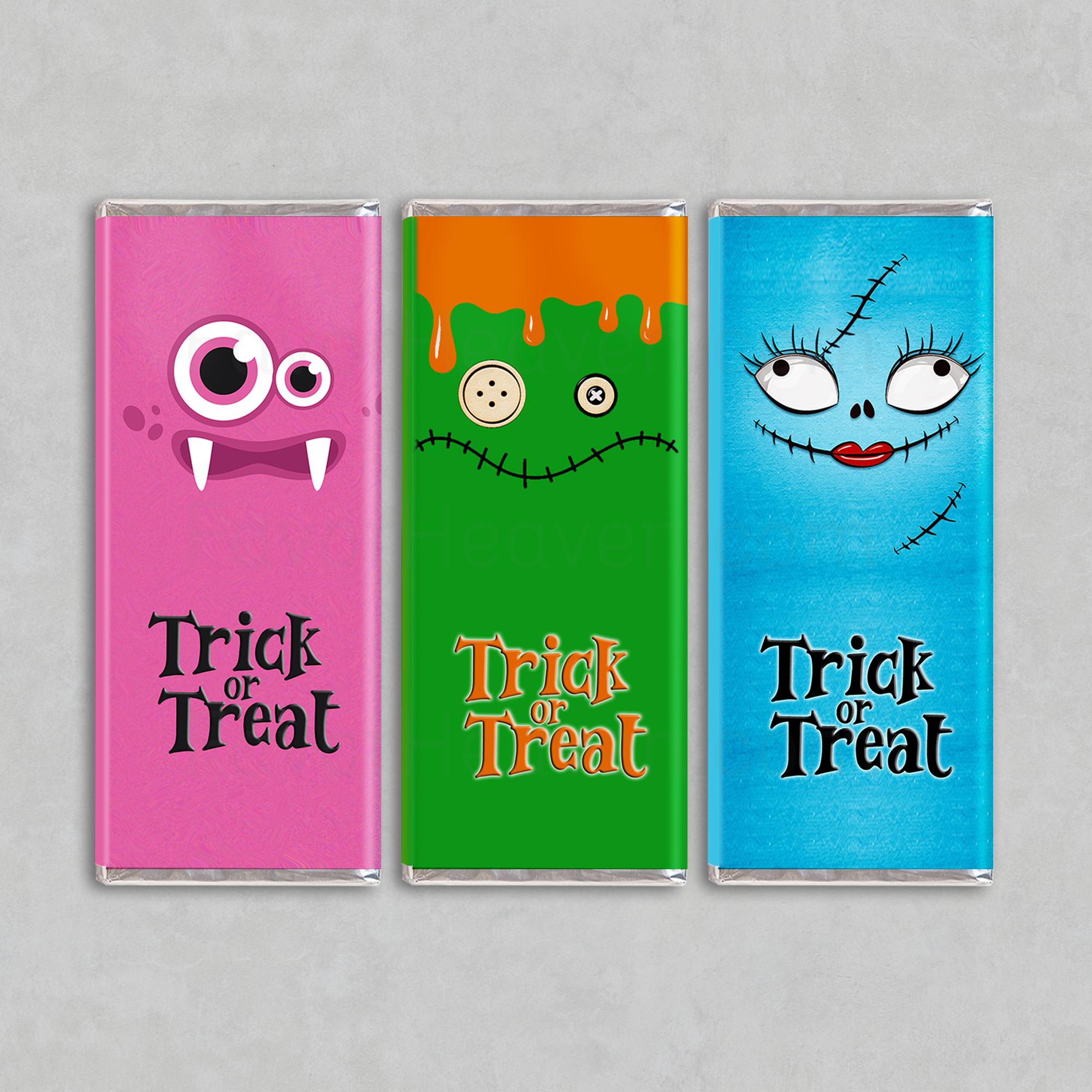 4 Digital Download Printable Halloween Chocolate Candy Bar Wrappers ...