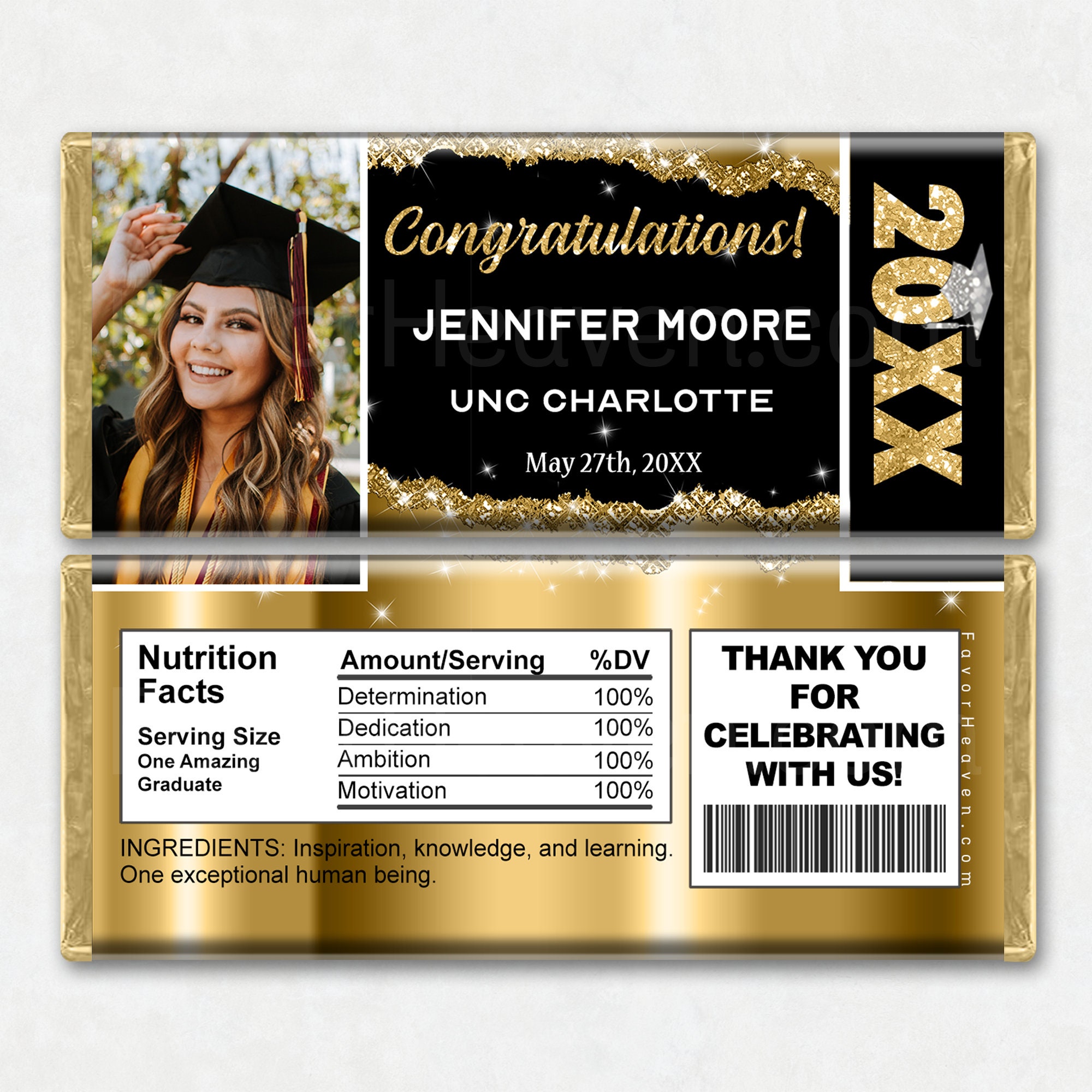 24 Custom Personalized Printed Candy Bar Wrappers With Your Text and ...