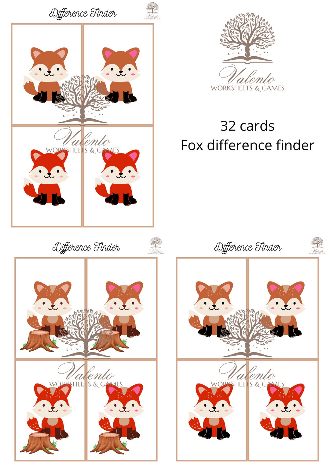 Fox Cards Difference Finder - Etsy