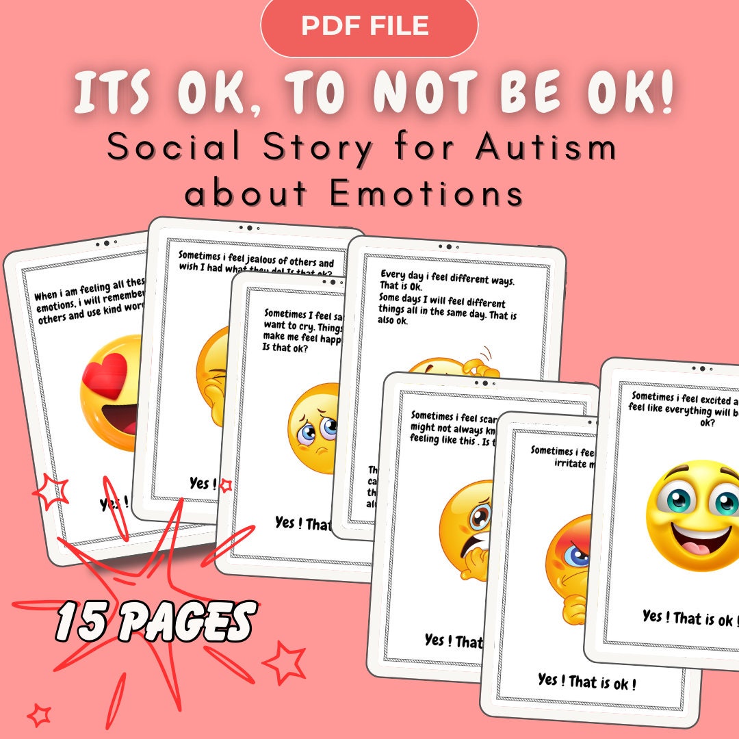 Social Story About Emotions, Its Ok to Not Be Ok Social Story for ...