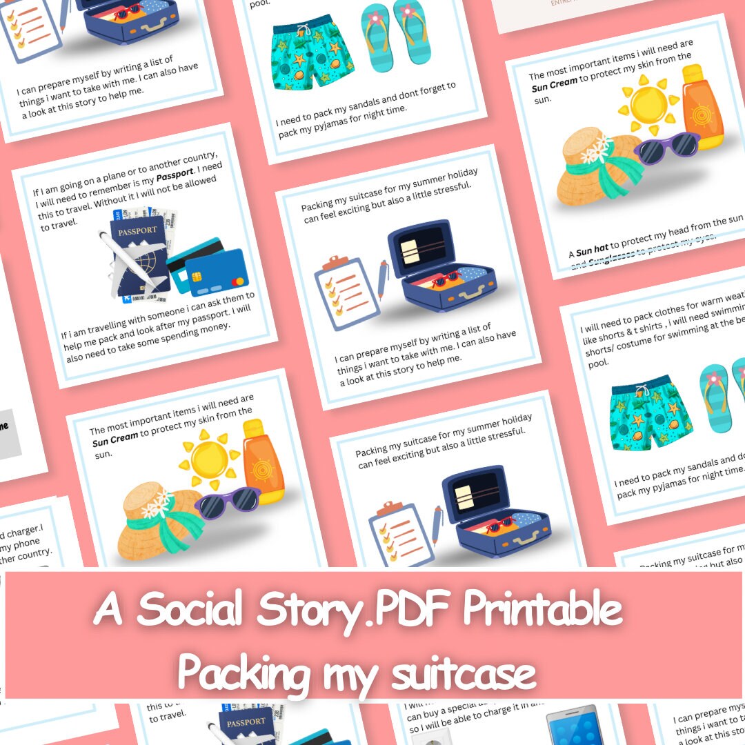 Packing My Suitcase for Summer Holidays Social Story, Social Stories ...