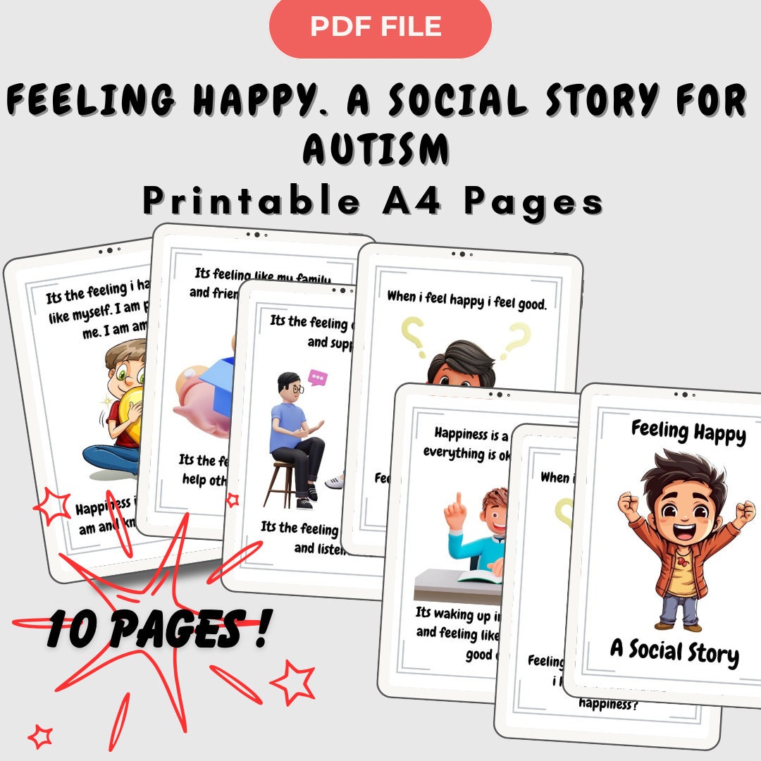 Feeling Happy Social Story, Emotions, Social Skills Autism, Printable ...