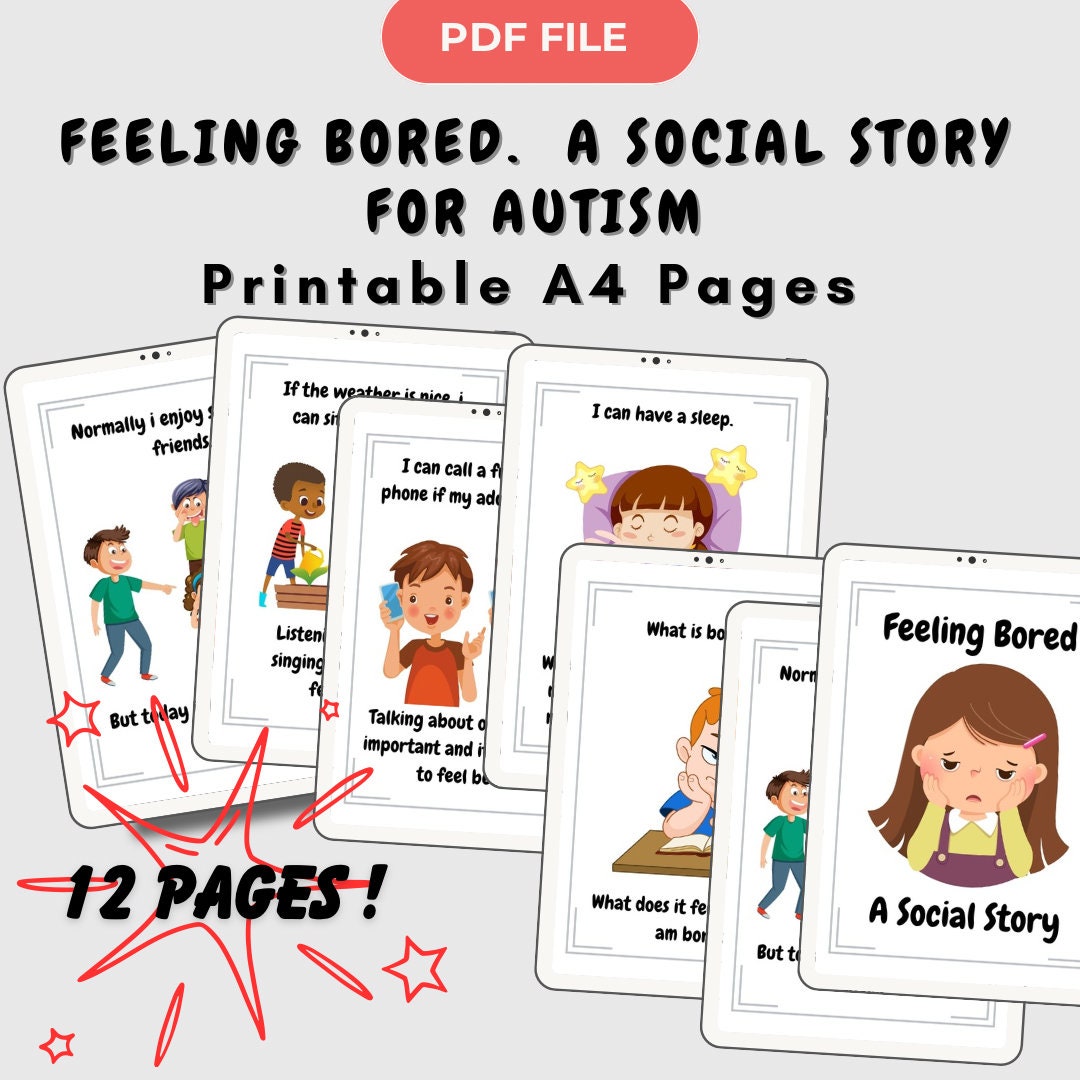Feeling Bored Social Story, Emotions, Social Skills Autism, Printable ...