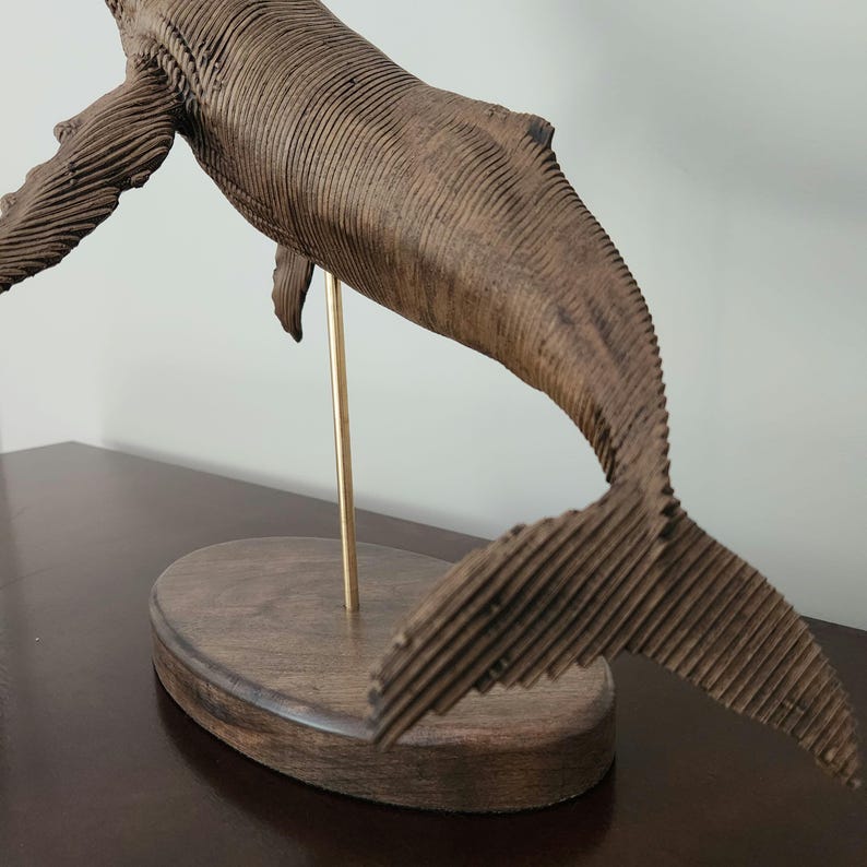 Unique Humpback Whale Figure: Handcrafted Wooden Model Nautical Home ...