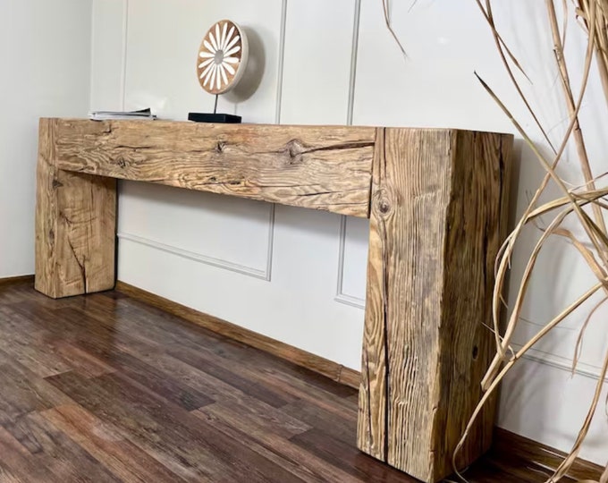 Distressed Rustic Decor, Barn Beam Side Table, Reclaimed Plant Stand ...