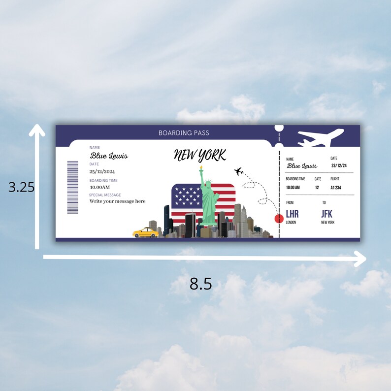 Editable Boarding Pass Template,canva Boarding Pass,customizable Plane ...