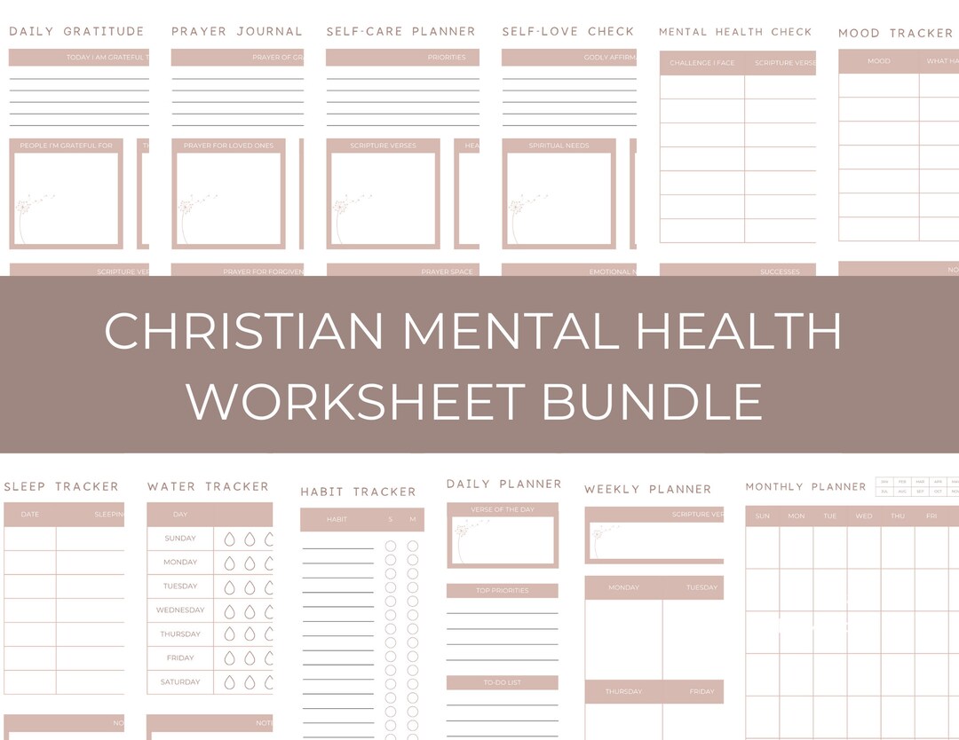 Christian Mental Health Worksheets, Planners, Printable Worksheets ...