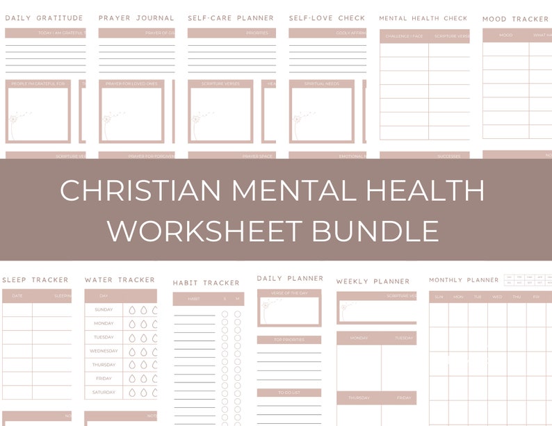Christian Mental Health Worksheets, Planners, Printable Worksheets ...